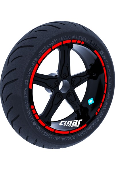 Çınar Extreme Moto Gp Stili Bayrak Kırmızı Jant Şeridi Sticker Çınar Extreme