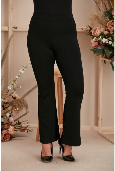 Rmg Ispanyol Paça Büyük Beden Siyah Tayt