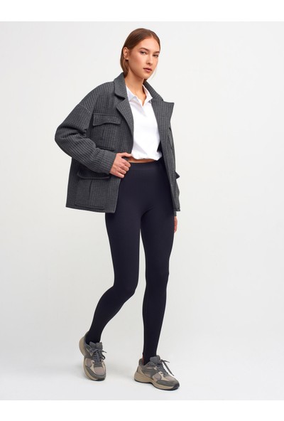 Dilvin 7923 Taş Yıkama Topuklu Tayt-Siyah