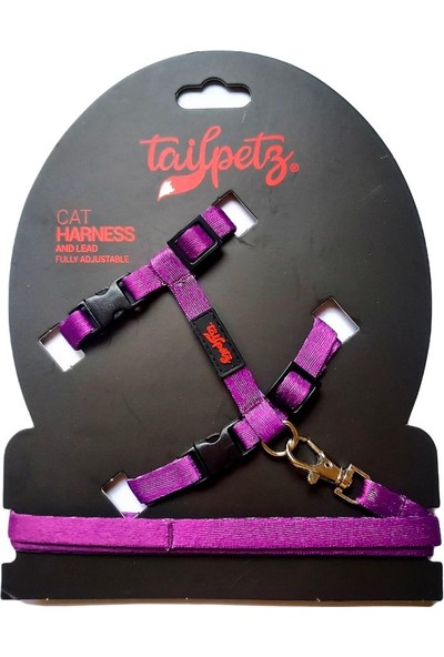 Tailpetz Cat Harnes Purple Ayarlanır Kedi Gezdirme Takım Tasması Tailpetz Cat Harnes Purple Ayarlanır Kedi Gezdirme Takım Tasması