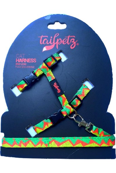 Tailpetz Cat Harnes Zigzag Ayarlanır Kedi Gezdirme Takım Tasması Tailpetz Cat Harnes Zigzag Ayarlanır Kedi Gezdirme Takım Tasması