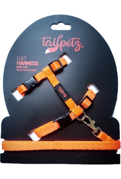 Tailpetz Cat Harnes Orange Ayarlanır Kedi Gezdirme Takım Tasması Tailpetz Cat Harnes Orange Ayarlanır Kedi Gezdirme Takım Tasması