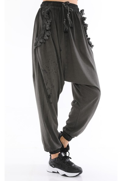 Alışveriş Sokağı Çiçek Desenli Viskon Kumaş Kadın Şalvar Pantolon