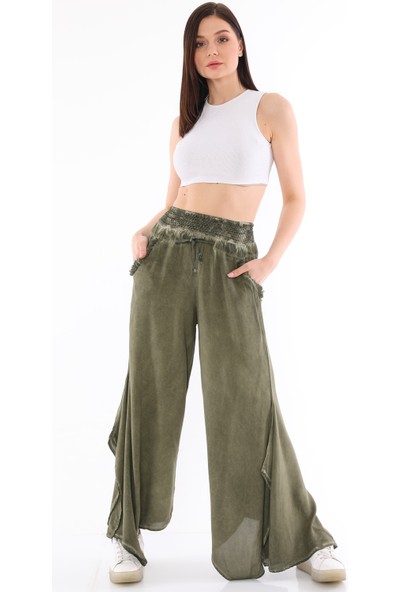 Alışveriş Sokağı Etnik Bol Paça Viskon Kumaş Salaş Yazlık Pantolon