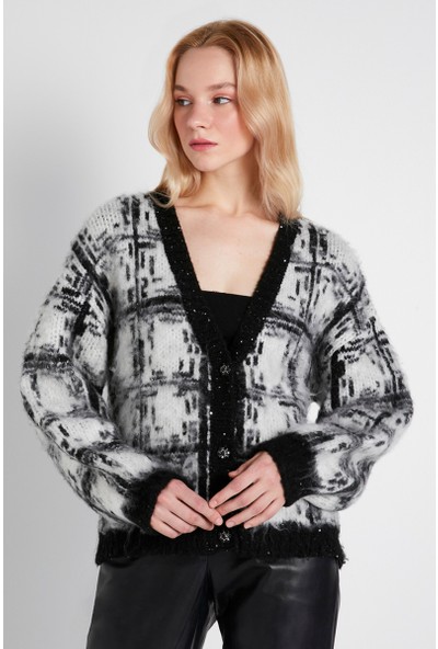 Join Us Ekose Desenli Triko Hırka