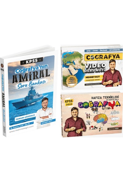 Mehmet Eğit 2022 KPSS Amiral + Ders Notları + Hafıza Teknikleri ve Haritalarla Coğrafya 3'lü Set Mehmet Eğit 2022 KPSS Amiral + Ders Notları + Hafıza Teknikleri ve Haritalarla Coğrafya 3'lü Set