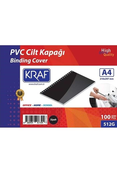 Kraf A4 Pvc Cilt Kapakları 100 Lü Pk Siyah