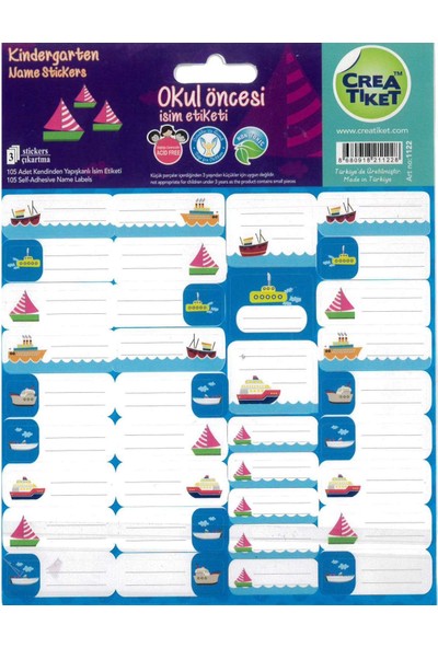 Crea Ticket Okul Öncesi Isim Etiketi Mavi 3 Lü 1122 Crea Ticket Okul Öncesi Isim Etiketi Mavi 3 Lü 1122