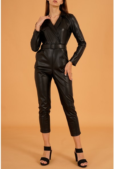 Yare Kaplama Kemerli Deri Tulum