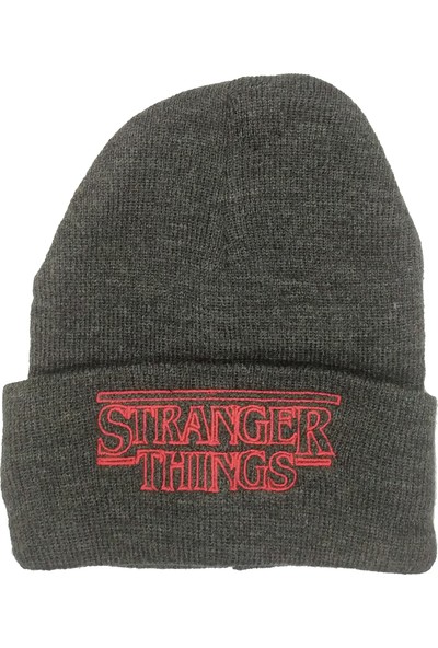 Alp Collection Gri Stranger Things Akrilik Nakışlı Katlamalı Bere Alp Collection Gri Stranger Things Akrilik Nakışlı Katlamalı Bere