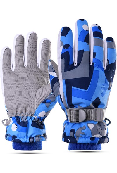 Sakuraa Çocuklar Kış Doğa Sporları Su Geçirmez Rüzgar Geçirmez Kayak Eldivenleri K012 Mavi S (Yurt Dışından)