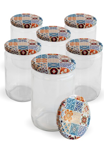 MCAP Cam Kavanoz ve Desenli Kavanoz Kapağı - 6 Adet (660 ml - 82 Mm) MCAP Cam Kavanoz ve Desenli Kavanoz Kapağı - 6 Adet (660 ml - 82 Mm)