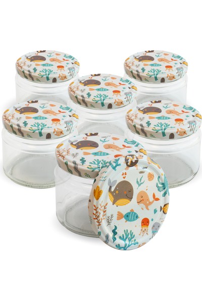 MCAP Cam Kavanoz ve Desenli Kavanoz Kapağı - 6 Adet (330 ml - 82 Mm) MCAP Cam Kavanoz ve Desenli Kavanoz Kapağı - 6 Adet (330 ml - 82 Mm)