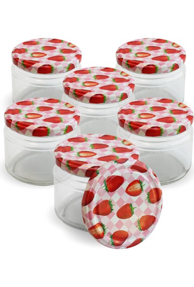 MCAP Cam Kavanoz ve Desenli Kavanoz Kapağı - 6 Adet (330 ml - 82 Mm) MCAP Cam Kavanoz ve Desenli Kavanoz Kapağı - 6 Adet (330 ml - 82 Mm)