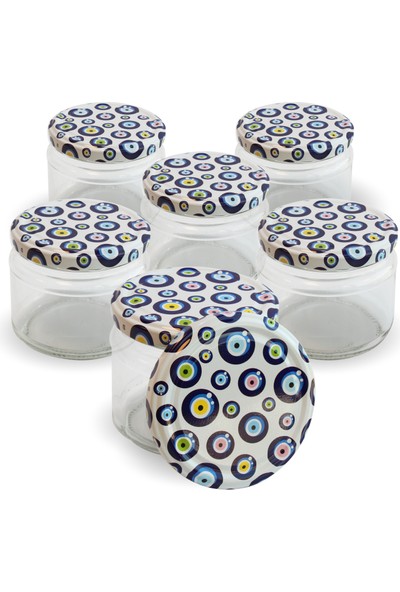 MCAP Cam Kavanoz ve Desenli Kavanoz Kapağı - 6 Adet (330 ml - 82 Mm) MCAP Cam Kavanoz ve Desenli Kavanoz Kapağı - 6 Adet (330 ml - 82 Mm)