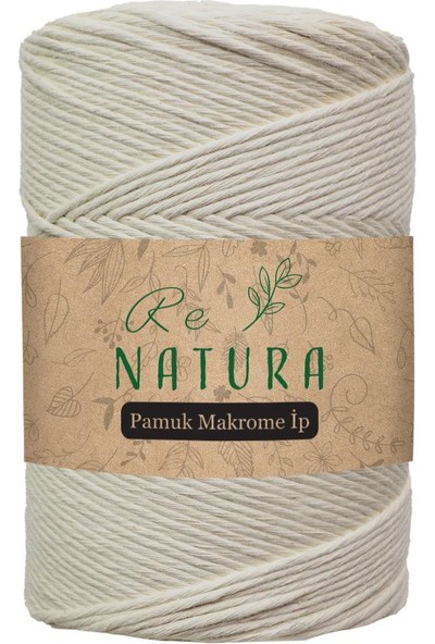 Renatura Ekru 2mm 500G Pamuk Makrome Ip Renatura Ekru 2mm 500G Pamuk Makrome Ip