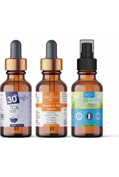 Doğal Eczane Tca Kimyasal Peeling % 30 Peeling Üçlü Set