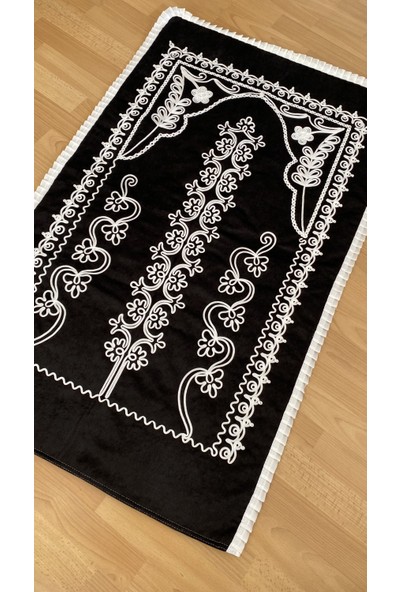 Ayhanhome Siyah Kadife Çeyizlik Gelin Seti Seccadesi