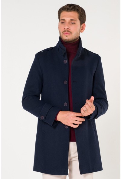 AtakGiyim Ezel Yaka Kışlık Lacivert Kaşe Kaban AtakGiyim Ezel Yaka Kışlık Lacivert Kaşe Kaban