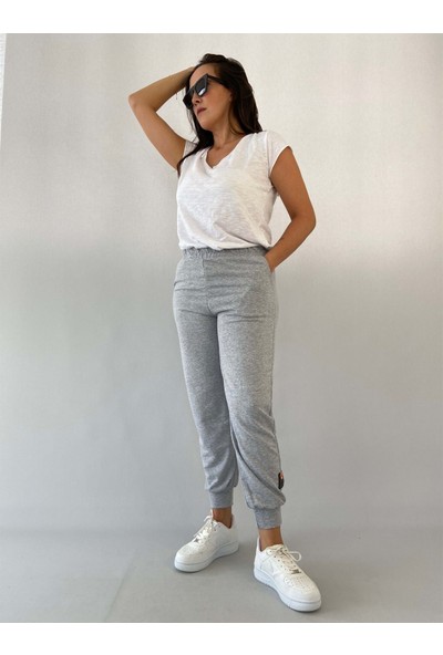 Gaia Gri Paçası Lastikli Eşofman Altı