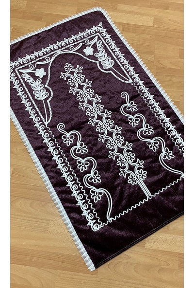 Ayhanhome Bordo Kadife Çeyizlik Gelin Seti Seccadesi