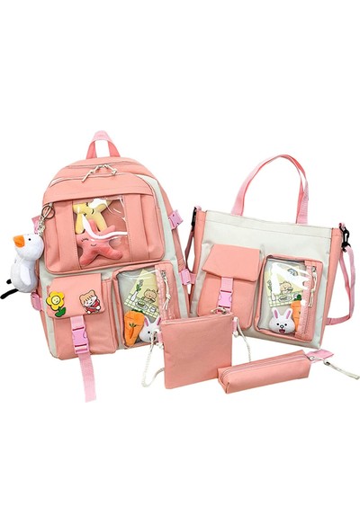 Deweiqi Pin ve Aksesuarlar 4'lü Kawaii Okul Sırt Sırt Çantası (Yurt Dışından)