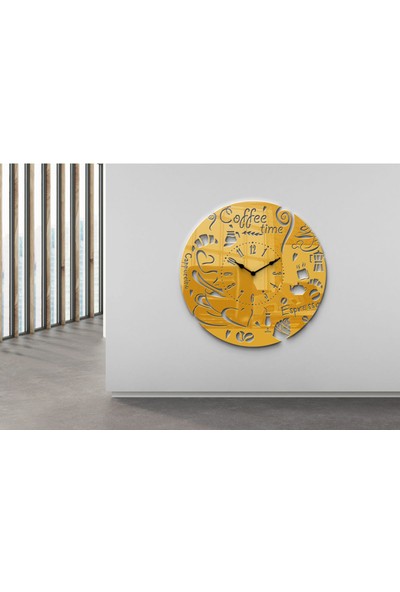 Deccraft Coffee Time Duvar Saati Altın Yaldızlı Pleksi Deccraft Coffee Time Duvar Saati Altın Yaldızlı Pleksi