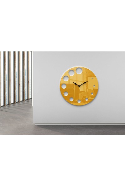 Deccraft Renk Paleti Duvar Saati Altın Yaldızlı Pleksi