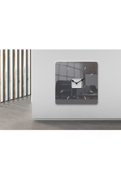 Deccraft Kare Duvar Saati Gümüş Yaldızlı Pleksi