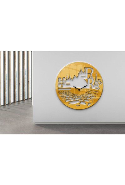 Deccraft Paris Silüetli Duvar Saati Altın Yaldızlı Pleksi