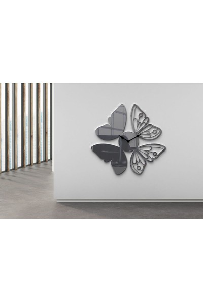 Deccraft Altıgen Lastik Duvar Saati Gümüş Yaldızlı Pleksi