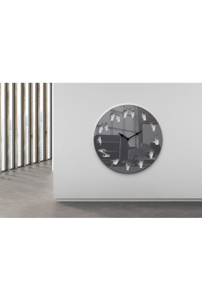 Deccraft El Emojileri Duvar Saati Gümüş Yaldızlı Pleksi