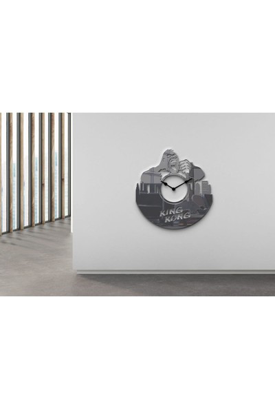 Deccraft King Kong Duvar Saati Gümüş Yaldızlı Pleksi