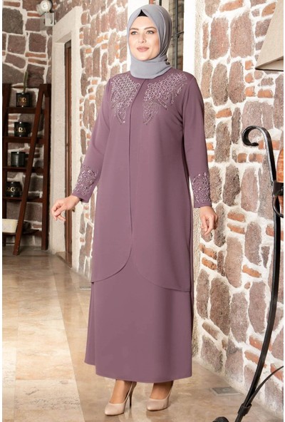 Fahima Taş Işleme Detaylı Abiye Lila FHM818 Fahima Taş Işleme Detaylı Abiye Lila FHM818
