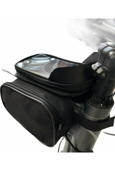 Bisiklet Kadro Çantası Matara Cepli Su Geçirmez Siyah