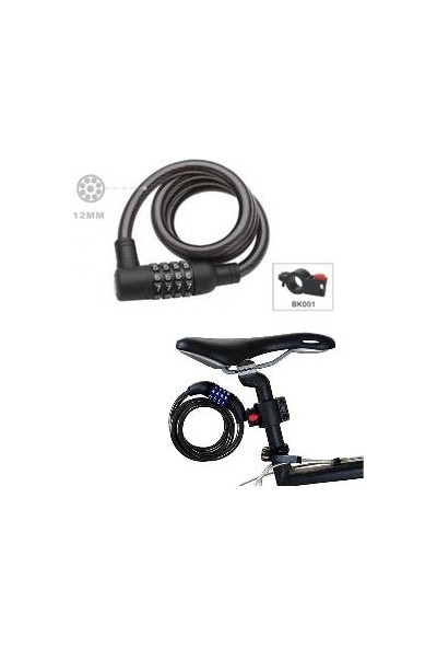 Bisiklet Halat Kilit Şifreli 4 Basamak 12X120CM Tonyon Bisiklet Halat Kilit Şifreli 4 Basamak 12X120CM Tonyon