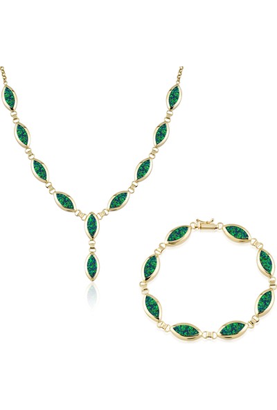 BigGold Altın Yeşil Opal Ikili Set