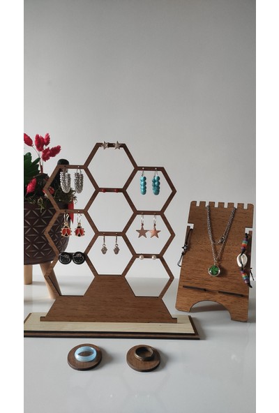 Esey Dizayn Küpe , Yüzük ve Bileklik Ahşap Takı Düzenleyicisi
