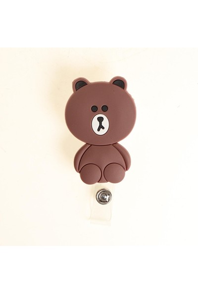 Kahverengi Ayı Tasarım Silikon Yoyo Yaka Kartlık