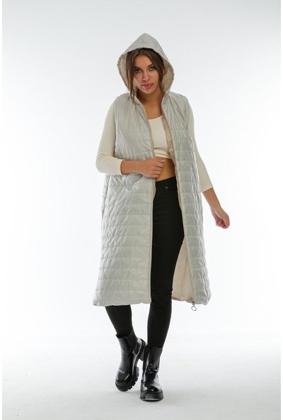 Blue Dress Uzun Kapitone Yelek Ürünün Boyu 107 cm