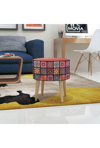 Movia Home Gürgen Gürgen Ahşap Ayaklı Dekoratif Peçvörk Desenli Silindir Puf Bench Koltuk Sandalye Movia Home Gürgen Gürgen Ahşap Ayaklı Dekoratif Peçvörk Desenli Silindir Puf Bench Koltuk Sandalye