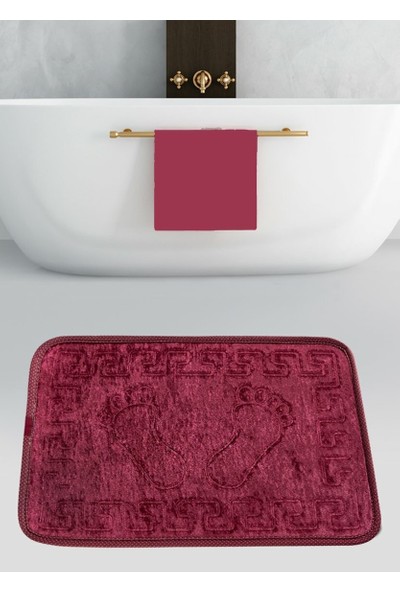 Ayhanhome Ayakizi Vişne Banyo Paspası, Kaymaz Taban, Duş Paspası 40X60