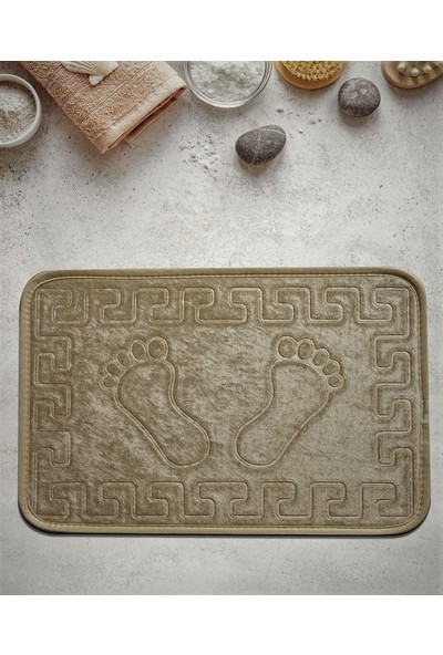Ayhanhome Ayakizi Banyo Paspası, Kaymaz Taban, Kahverengi Duş Paspası 40X60