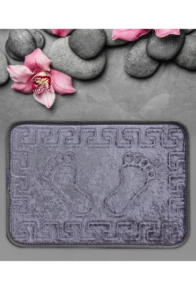 Ayhanhome Ayakizi Gri Banyo Paspası, Kaymaz Taban, Duş Paspası 40X60