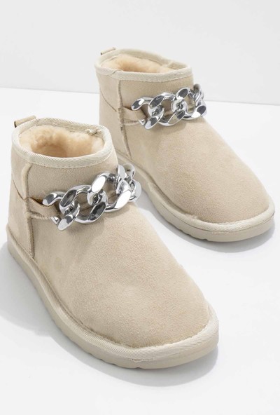 Bambi Bej Süet Kadın Bot ve Bootie K026351421