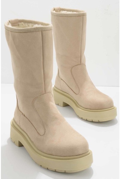 Bambi Bej Süet Kadın Bot ve Bootie K029901014