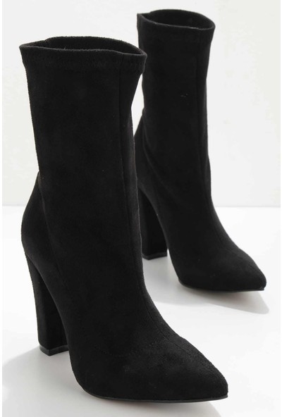 Bambi Siyah Süet Kadın Bot ve Bootie K028944810