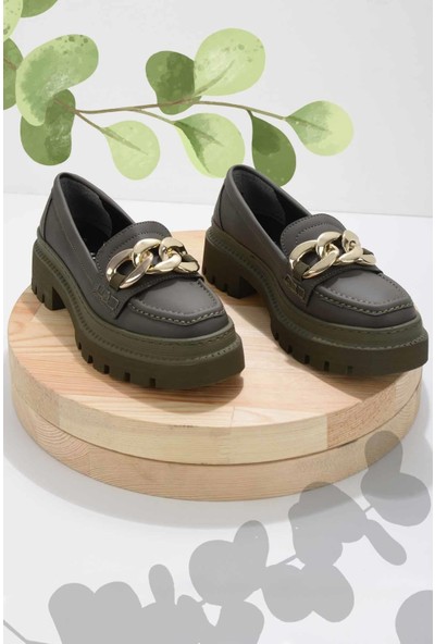 Bambi Mat Haki Kadın Loafer Ayakkabı K015383330