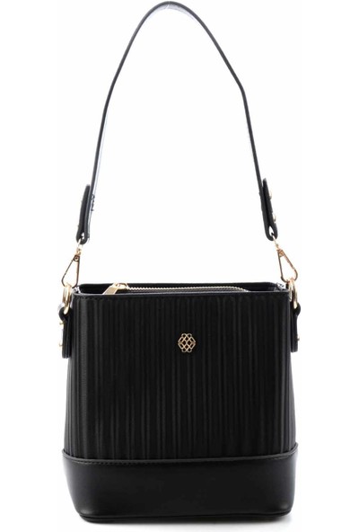 Bambi Siyah Baskılı Kadın El Çantası C066201367