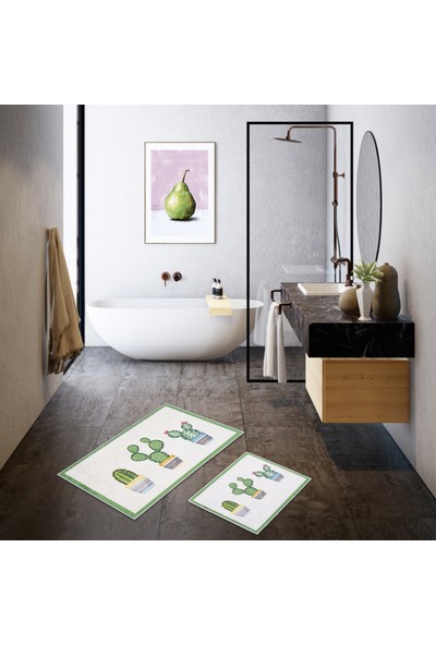 PetraHome&Living Yıkanabilir Kaydırmaz Taban Dijital Baskılı 2'li Banyo Paspası 60X100